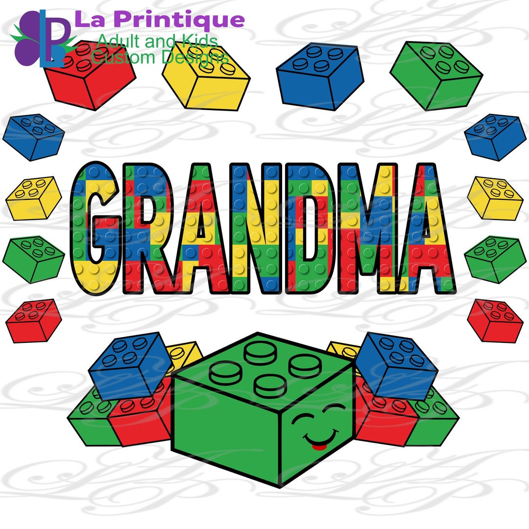 Blocks Grandma Birthday Design: Colored Building Blocks (PNG, JPEG) - Etsy