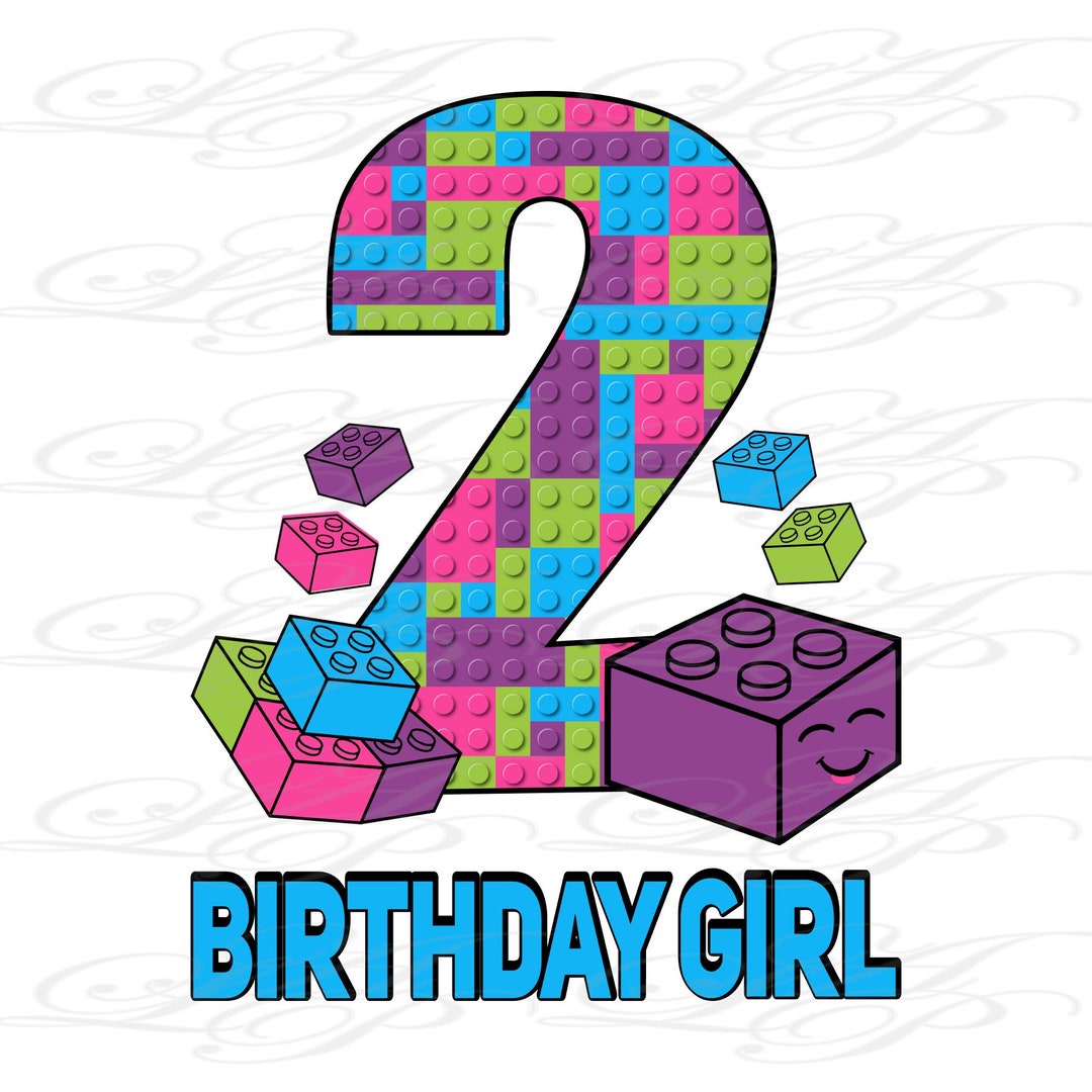 Blocks 2nd Birthday Girl PNG Design (digital Download) - Etsy