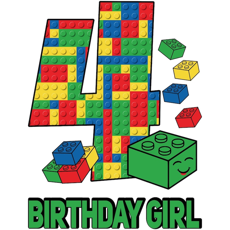 Blocks 4th Birthday Girl PNG Design (digital Download) - Etsy