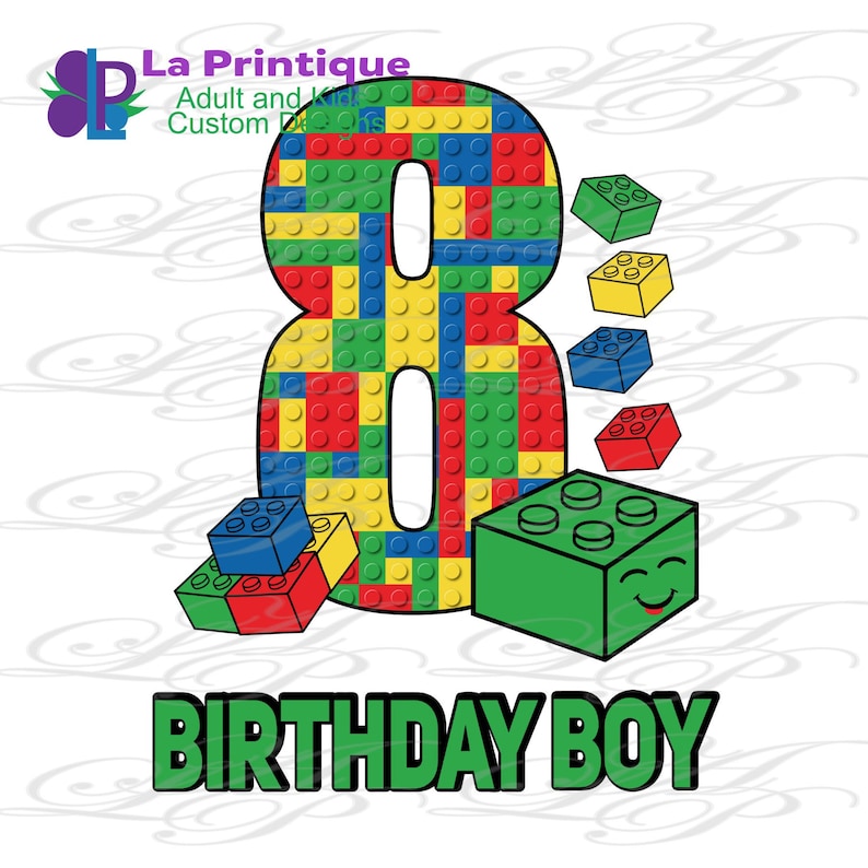 Blocks 8th Birthday Boy PNG Design Colored Blocks Digital - Etsy