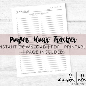 Minimalist Power Hour Tracker Network Marketing Power Hour Printable ...