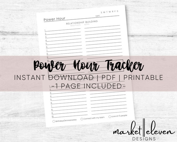Minimalist Power Hour Tracker Network Marketing Power Hour - Etsy