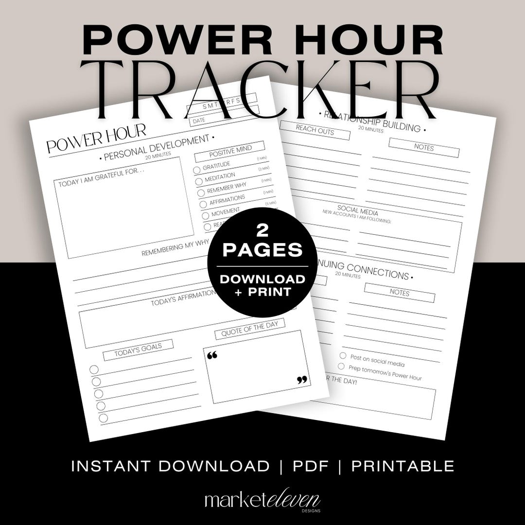 Power Hour Tracker Network Marketing Power Hour Printable Direct Sales ...