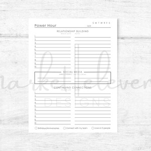 Minimalist Power Hour Tracker Network Marketing Power Hour Printable ...