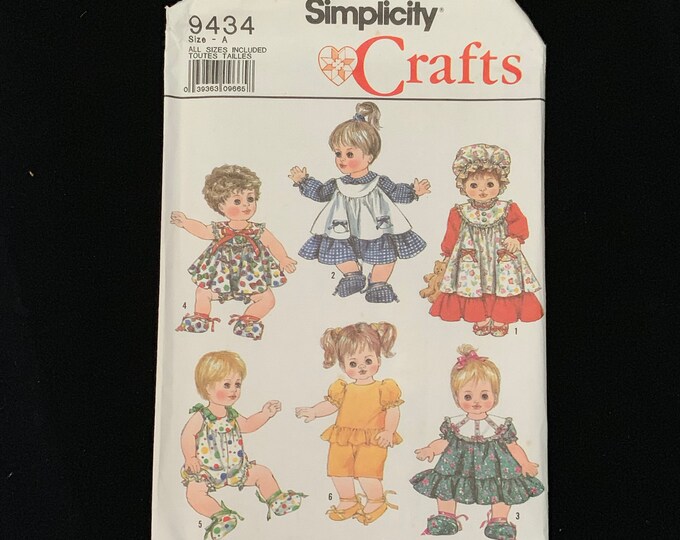 Simplicity 9434 Sewing Pattern for S/M 14-16, L 17-18 Doll Clothes ...