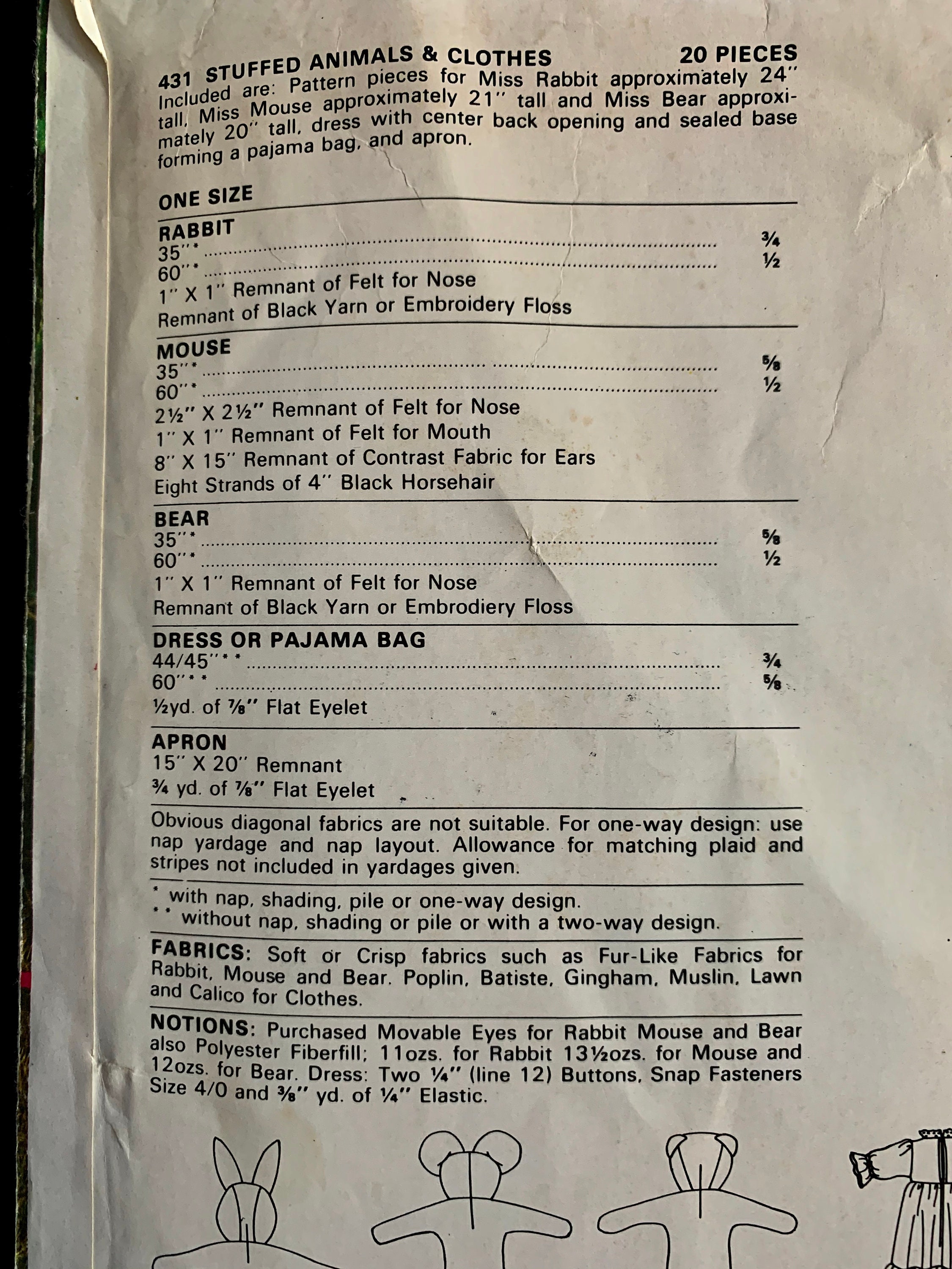 Butterick 4533 Stuffed animals and clothes Rabbit 24 | Etsy