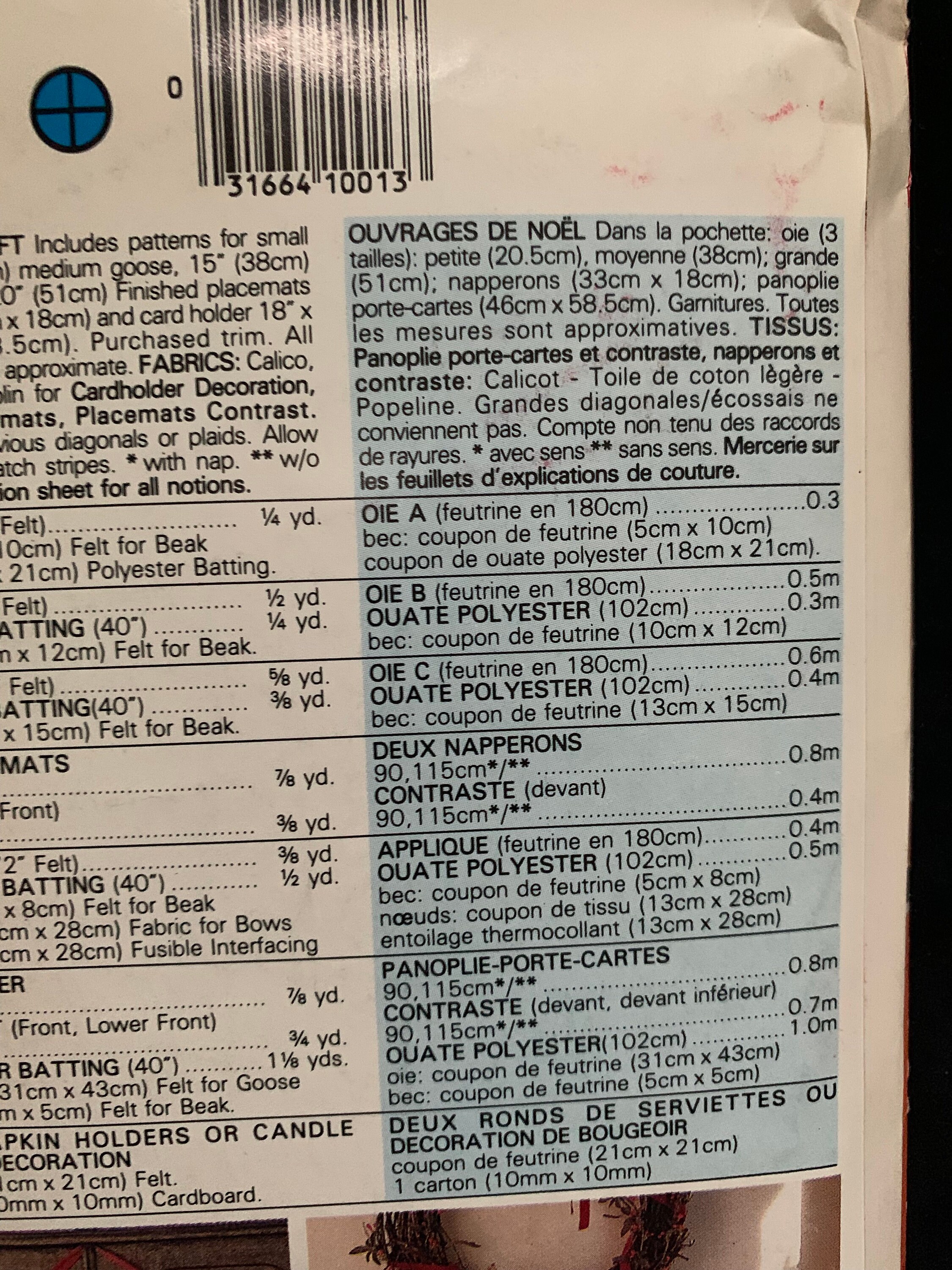 Butterick 5803 Sewing Pattern Christmas Geese Christmas - Etsy