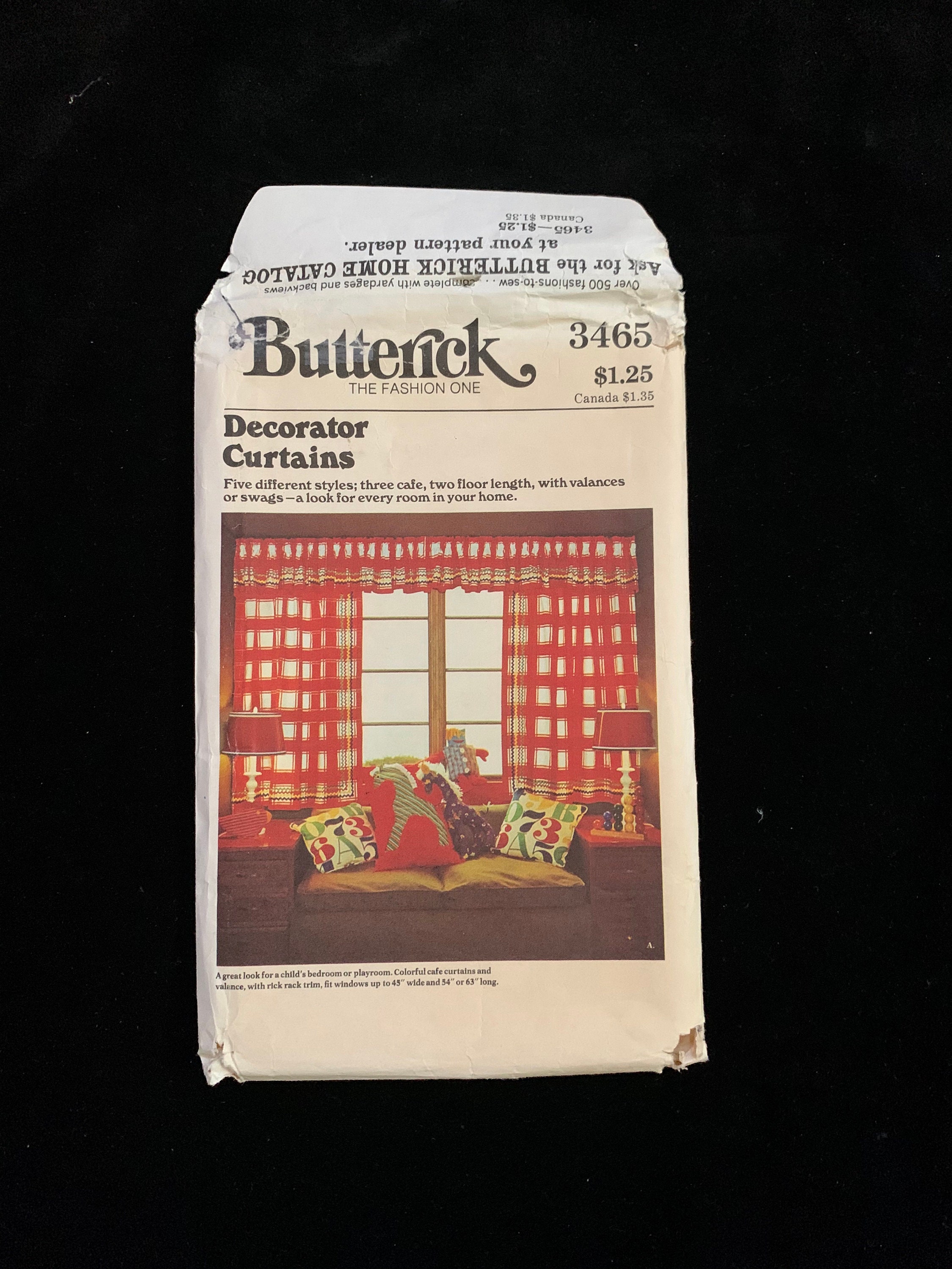 UNCUT Butterick 3465 Sewing Pattern Curtains Cafe Curtains | Etsy