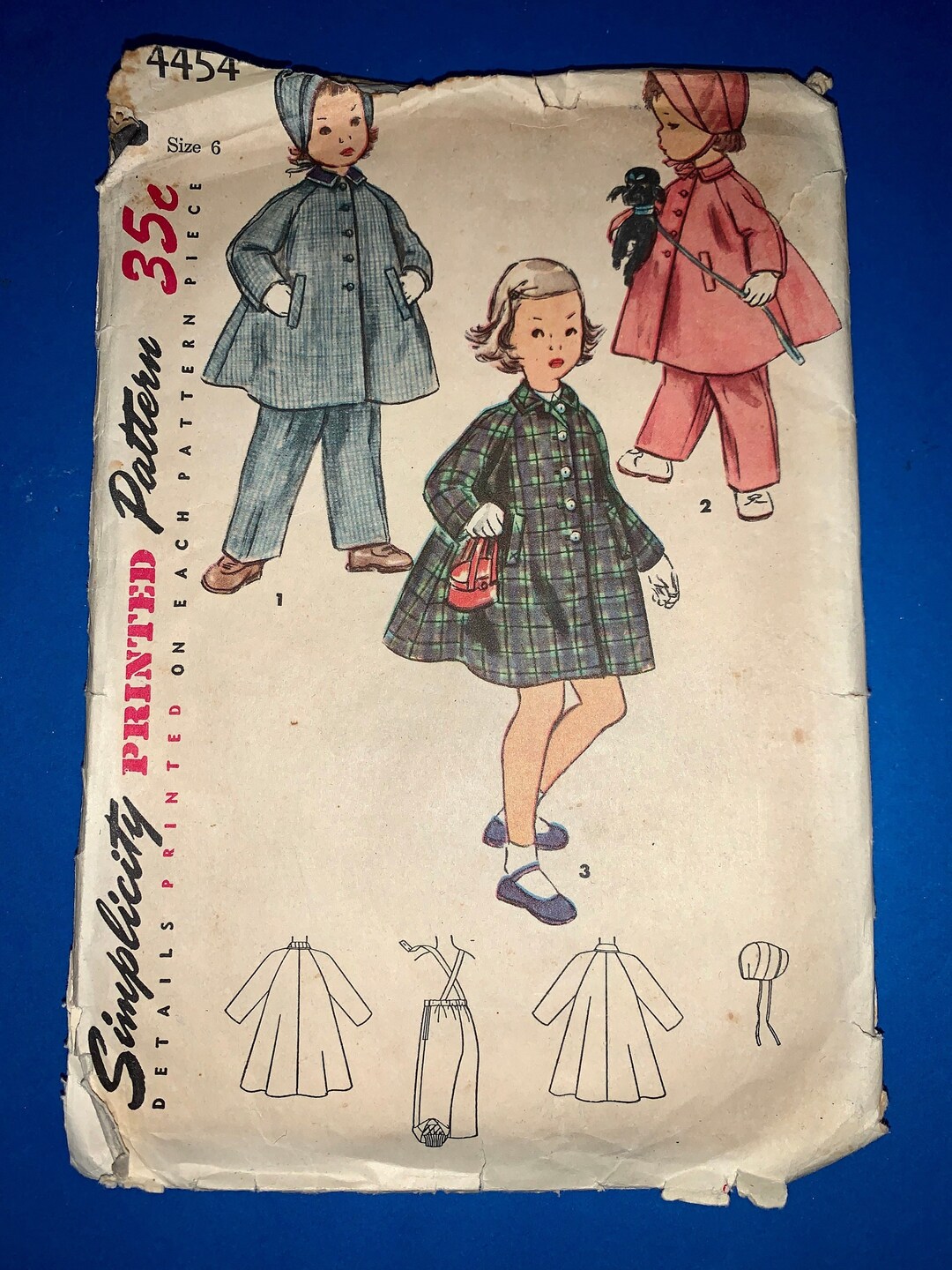UNCUT 1950's Simplicity 4454 Child's Coat, Hat and Leggings Sewing ...