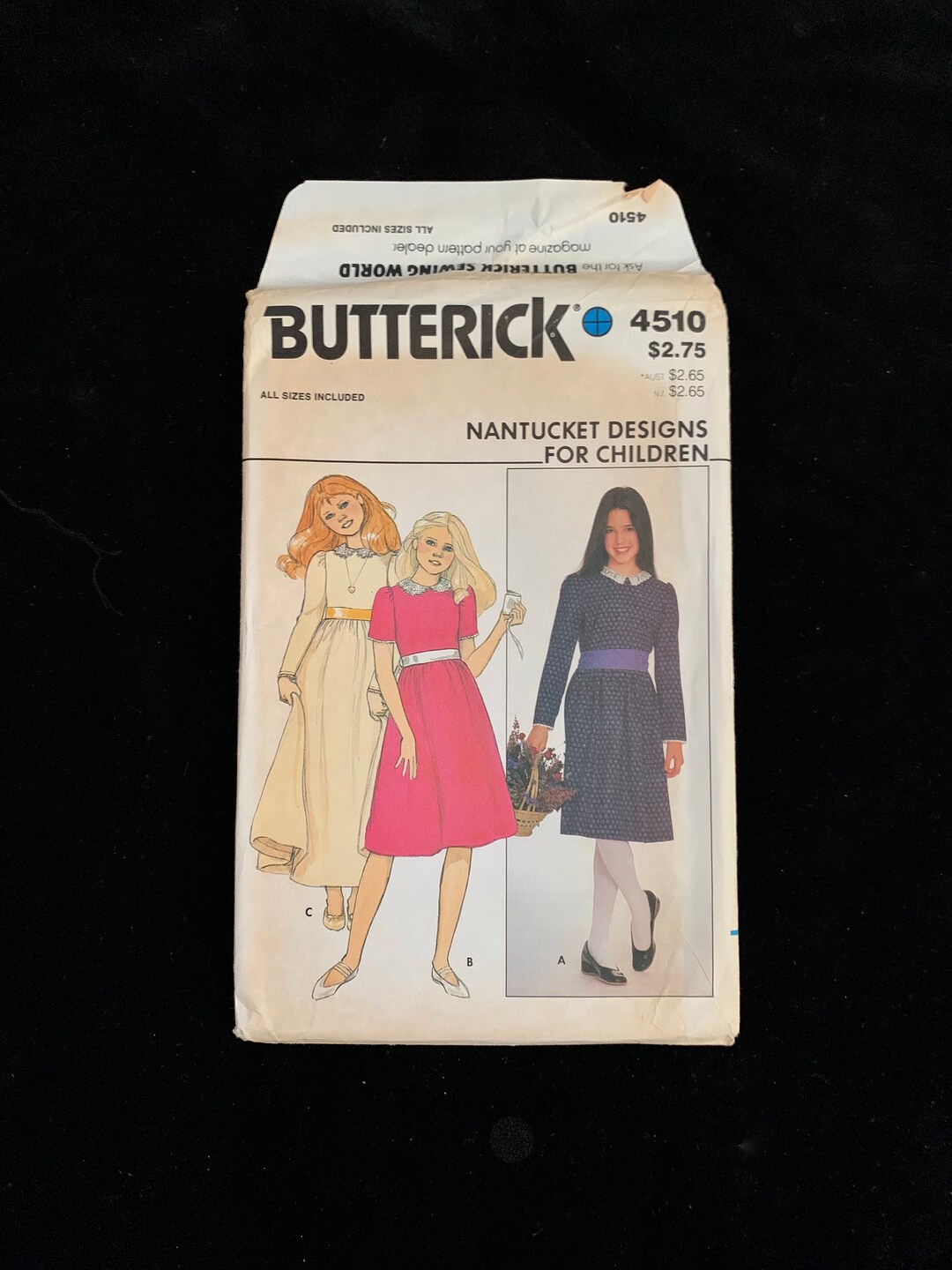UNCUT Butterick 4510 Girl's Dress Fit and Flare and Sash Sewing Pattern ...