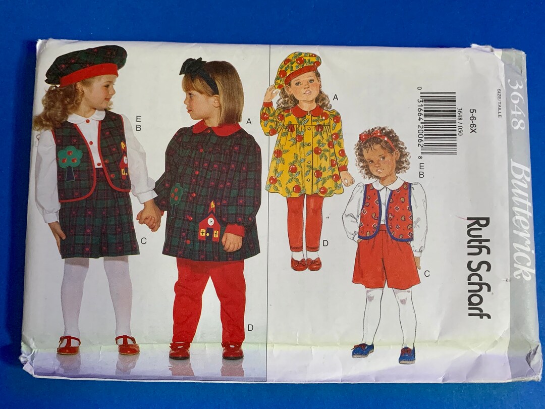 UNCUT Butterick 3648 - Child's A-line Dress, Vest, Blouse, Shorts ...