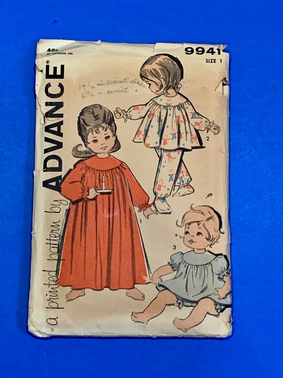 Doll & Model Making Breast 20 Two lengths and nightgown sewing pattern ...