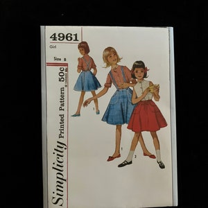 60's Simplicity 4961 Sewing Pattern Girls' Blouse and Wrap-around Skirt ...