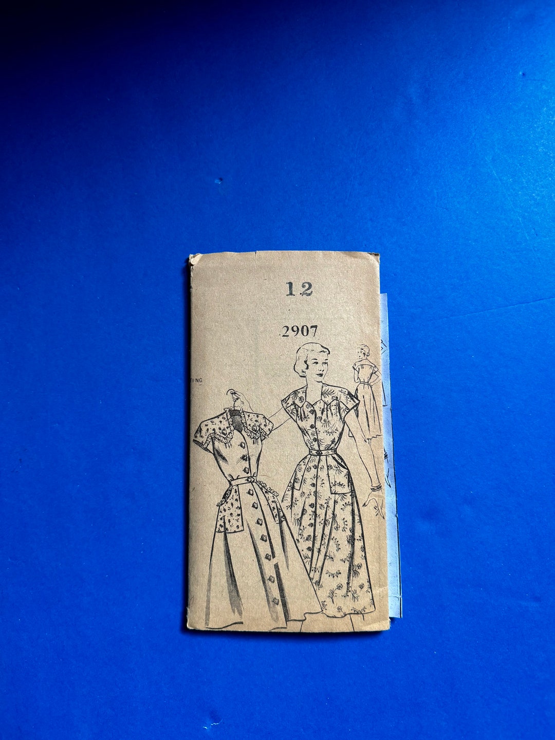 50's Mail Order Unprinted Sewing Pattern 2907 - House Dress With Front ...