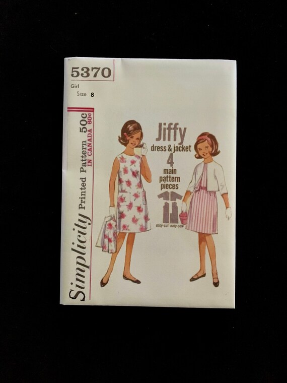 60's Simplicity 5370 Sewing Pattern Girls' Jiffy Dress | Etsy