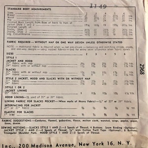 Simplicity 2968 Sewing Pattern Child's Jacket, Hood and Slacks in Two ...