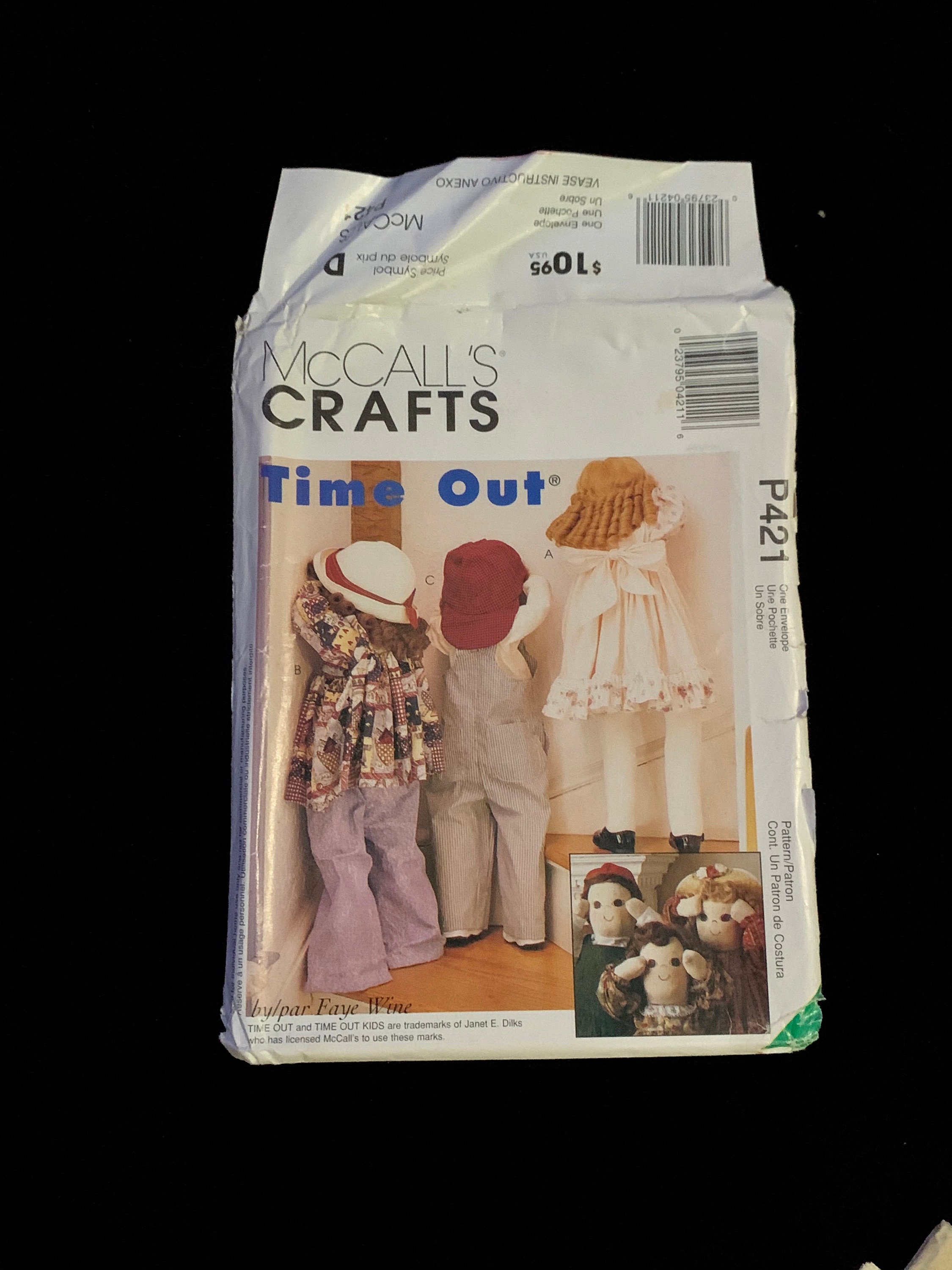 Sewing Time Out Kids 36 inch Dolls McCalls 9262 Uncut Craft Pattern ...