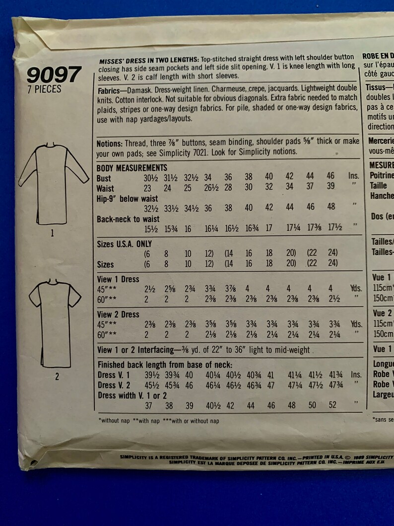 UNCUT Simplicity 9097 Misses Jiffy Straight Dress in 2 Lengths - Etsy ...