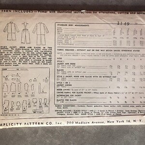 Simplicity 2968 Sewing Pattern Child's Jacket, Hood and Slacks in Two ...