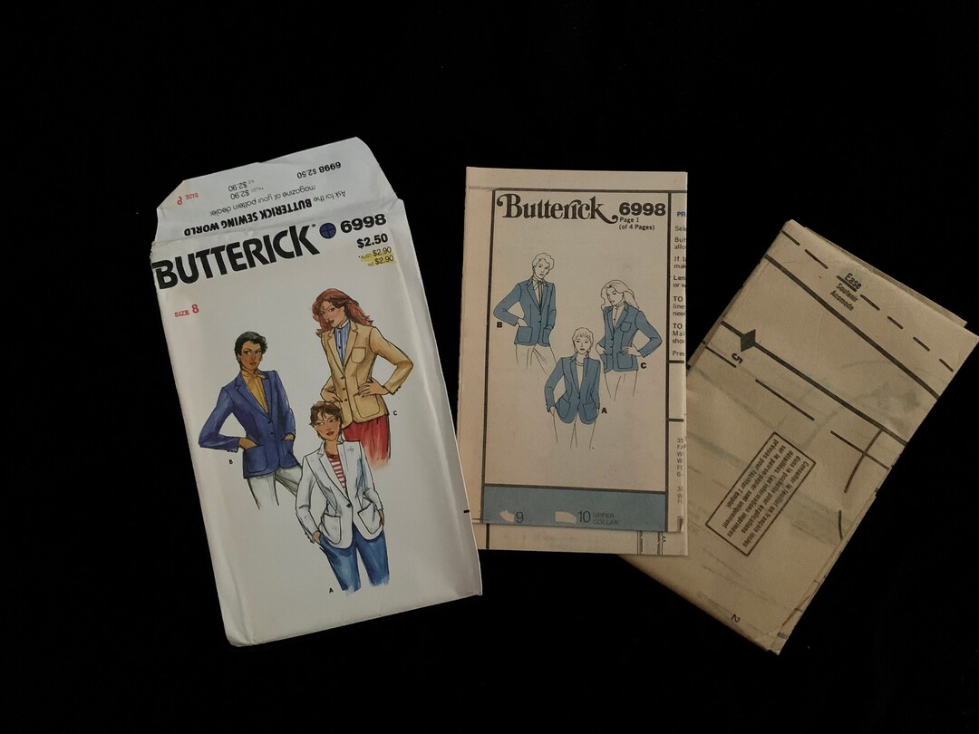 UNCUT Butterick 6998 Misses Lined Blazer Sewing Pattern Size 8, Bust 30 ...