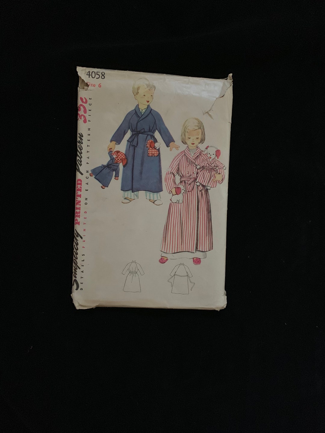 Simplicity 4058 Sewing Pattern Child's Robe, Doll and Doll's Robe, With ...