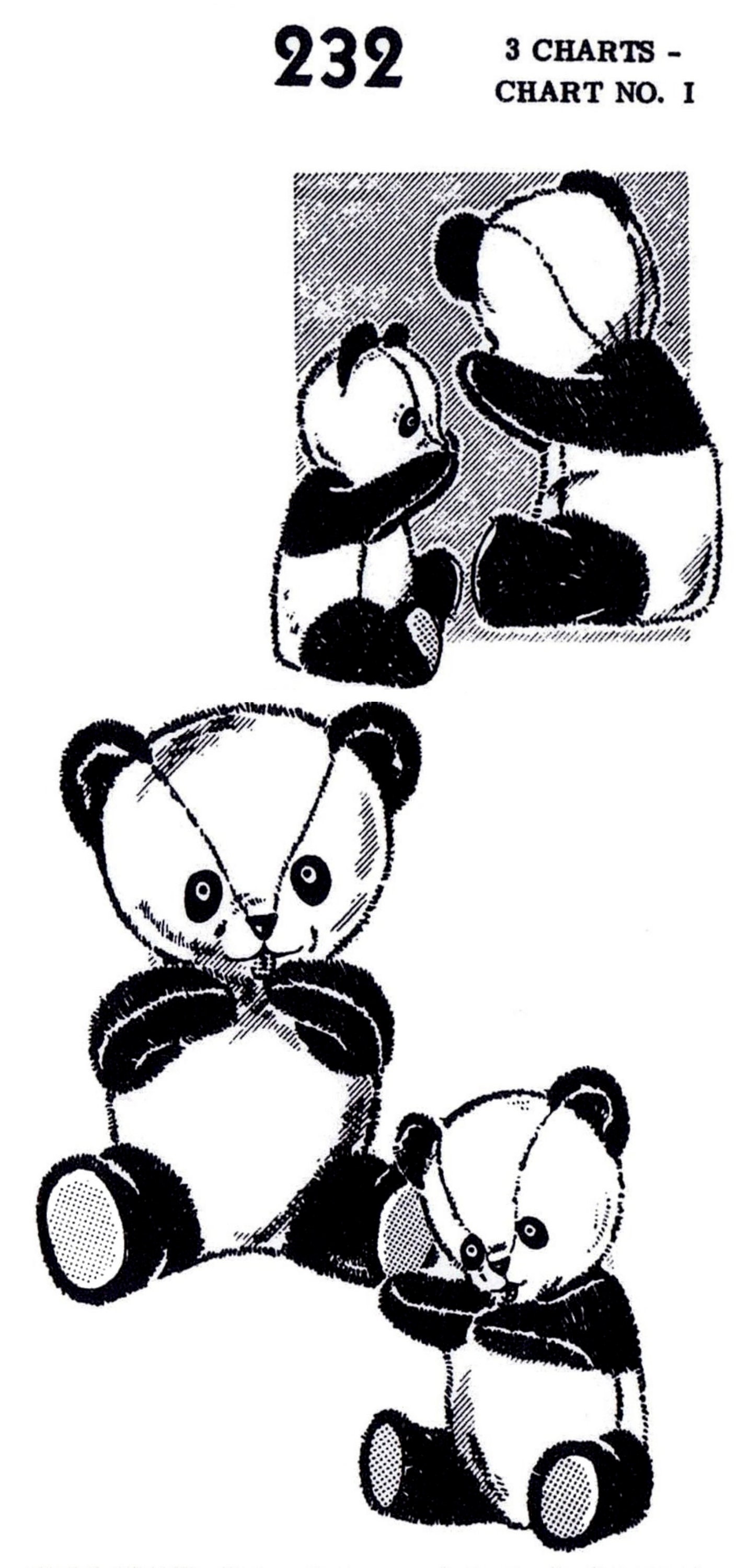 PDF Stuffed Animal Sewing Pattern Panda Bear Vintage - Etsy