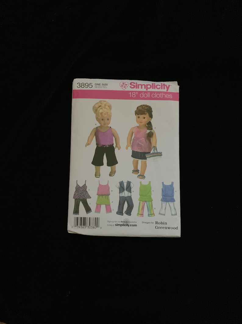 Simplicity 18 Doll Clothes Sewing Pattern 3895 skirt - Etsy