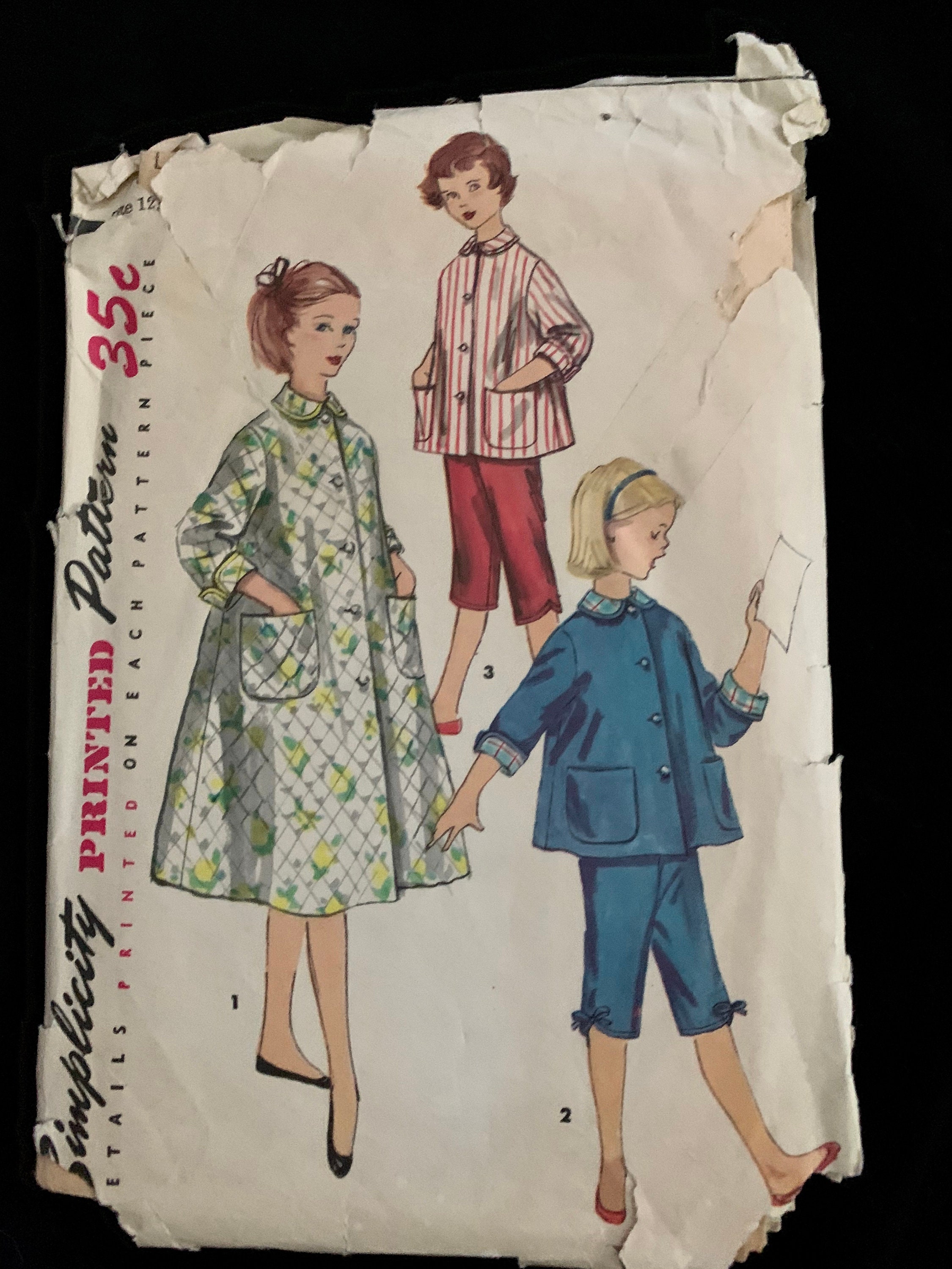 1950's Simplicity 1441 Sewing Pattern Girls' Housecoat | Etsy