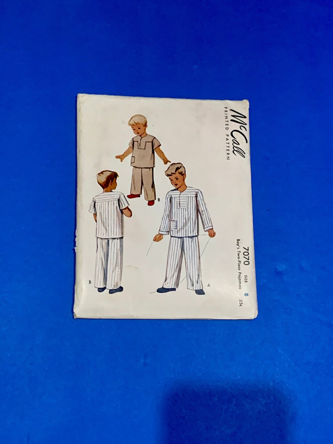 1940's Mccall 7070 - Boys Two Piece Pajamas Sewing Pattern - Size 8 ...