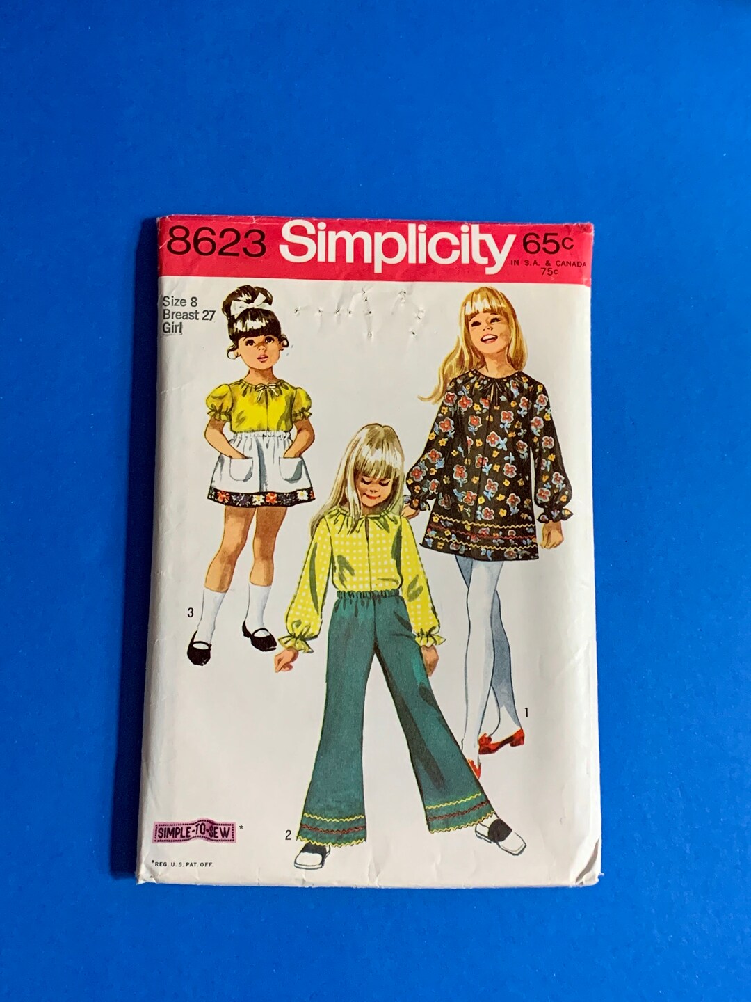1960's Simplicity 8623 Girls Dress or Blouse, Skirt and Pants Sewing ...