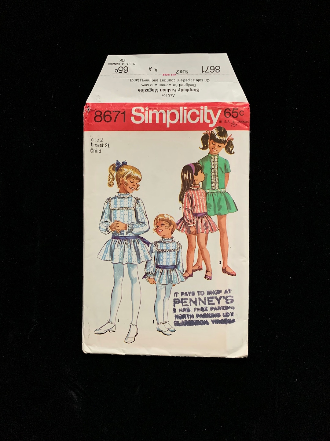 UNCUT 1960's Simplicity 8671 - Childs Dress Sewing Pattern - Size 2 ...