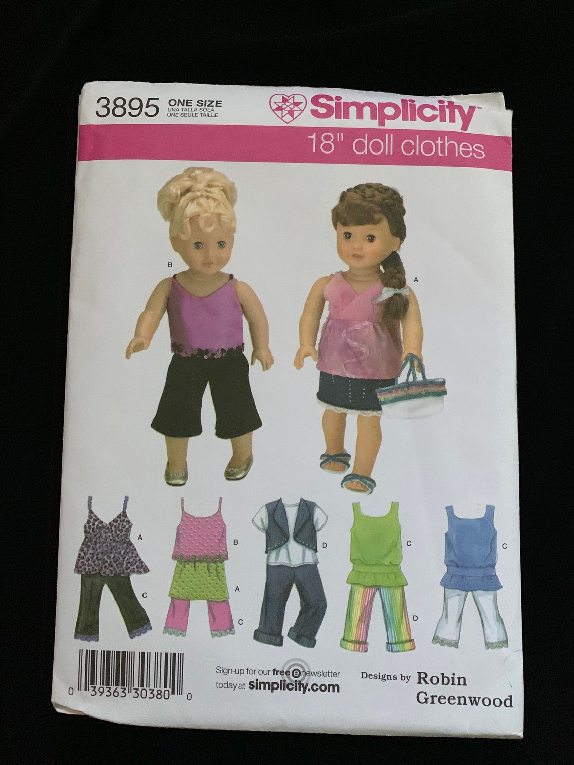 Simplicity 18 Doll Clothes Sewing Pattern 3895 skirt - Etsy