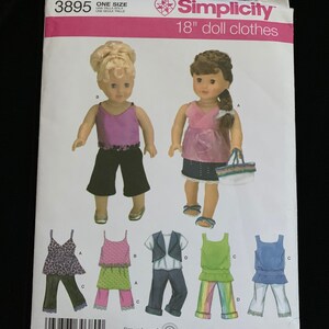 Simplicity 18" Doll Clothes Sewing Pattern 3895 -skirt, Pants, Bag and ...