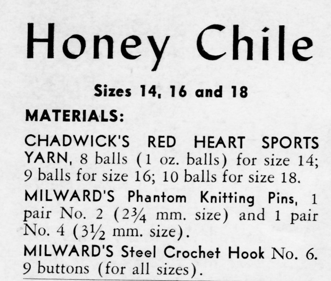 1940's Honey Chile Button Front Ribbed Sweater Knitting Pattern PDF ...