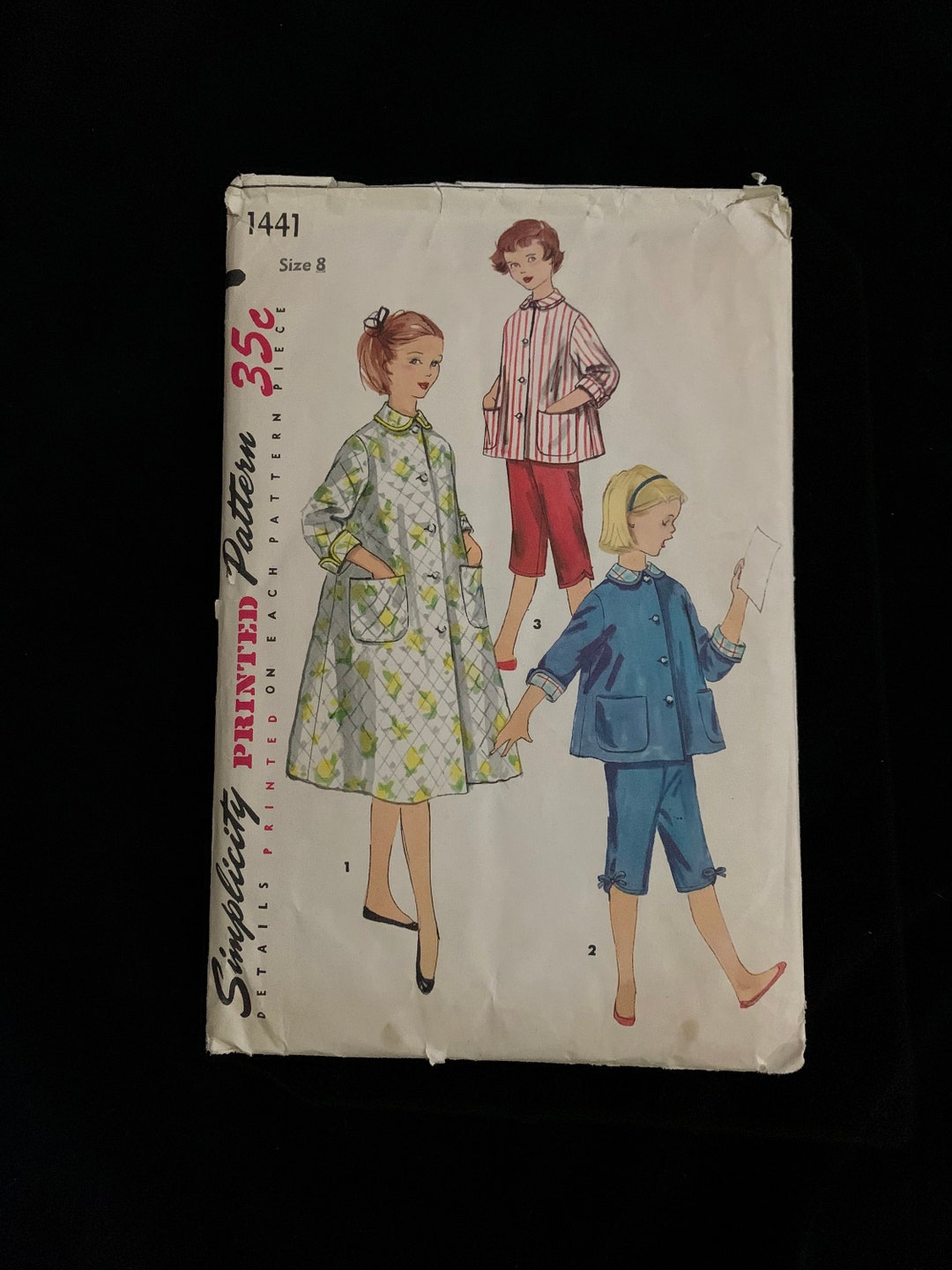 1950's Simplicity 1441 Sewing Pattern Girls' Housecoat - Robe, and Two ...