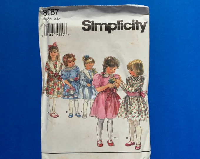 UNCUT Simplicity 8787 Sewing Pattern Girls' Dress With Variations S ...