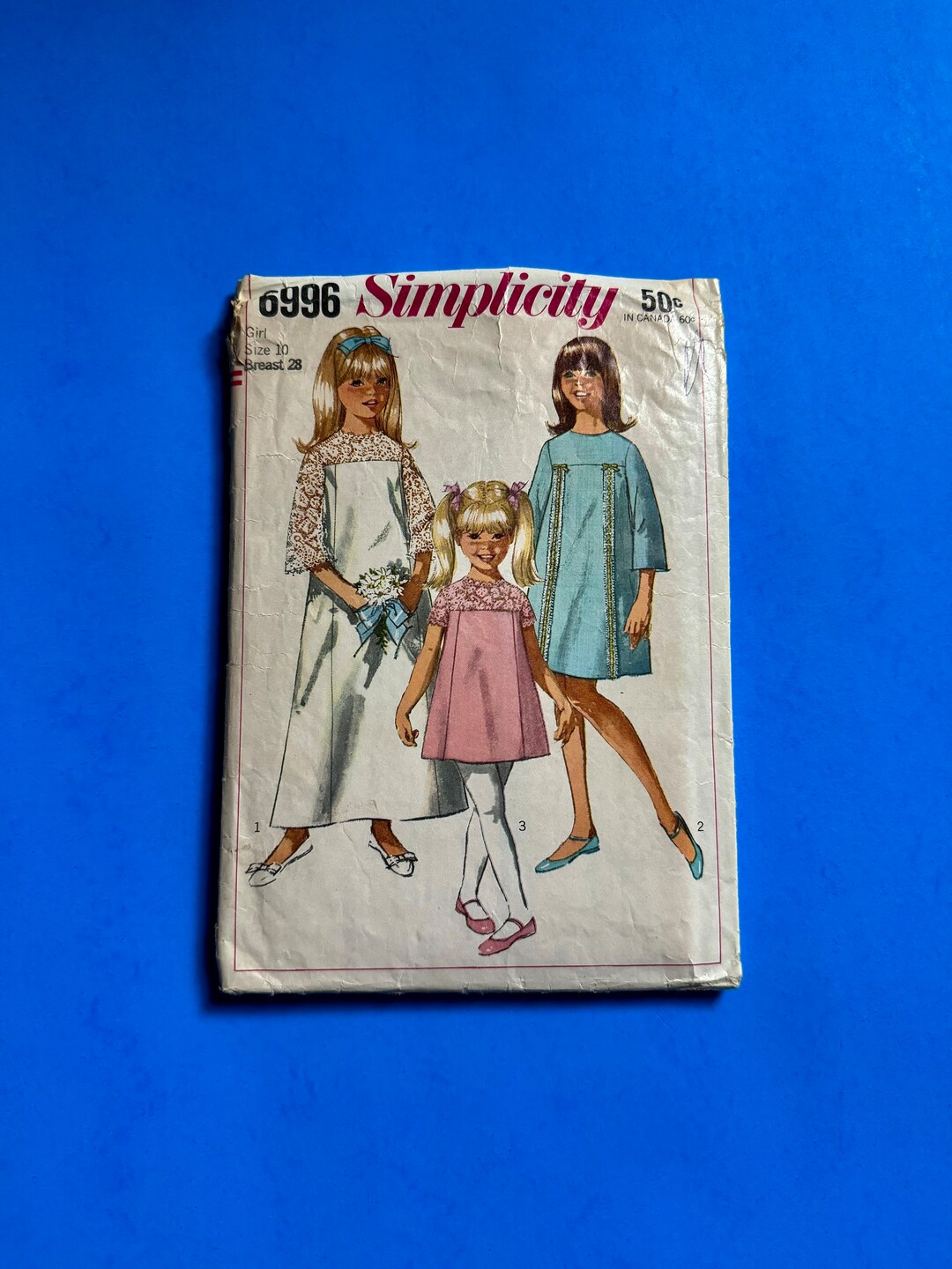 1960's Simplicity 6996 Childs or Girls' One Piece Dress in 2 Lengths ...