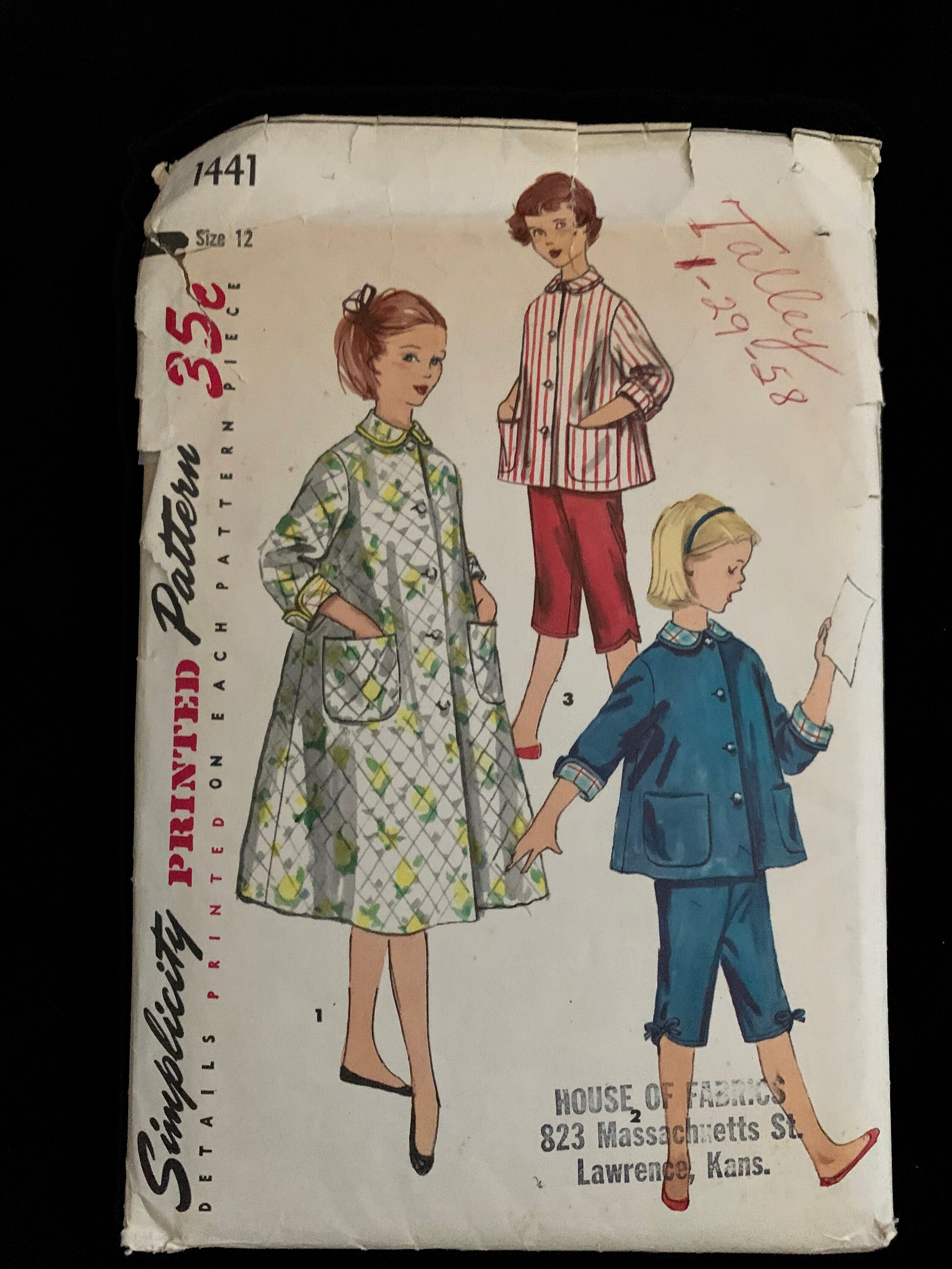 1950's Simplicity 1441 Sewing Pattern Girls' Housecoat | Etsy