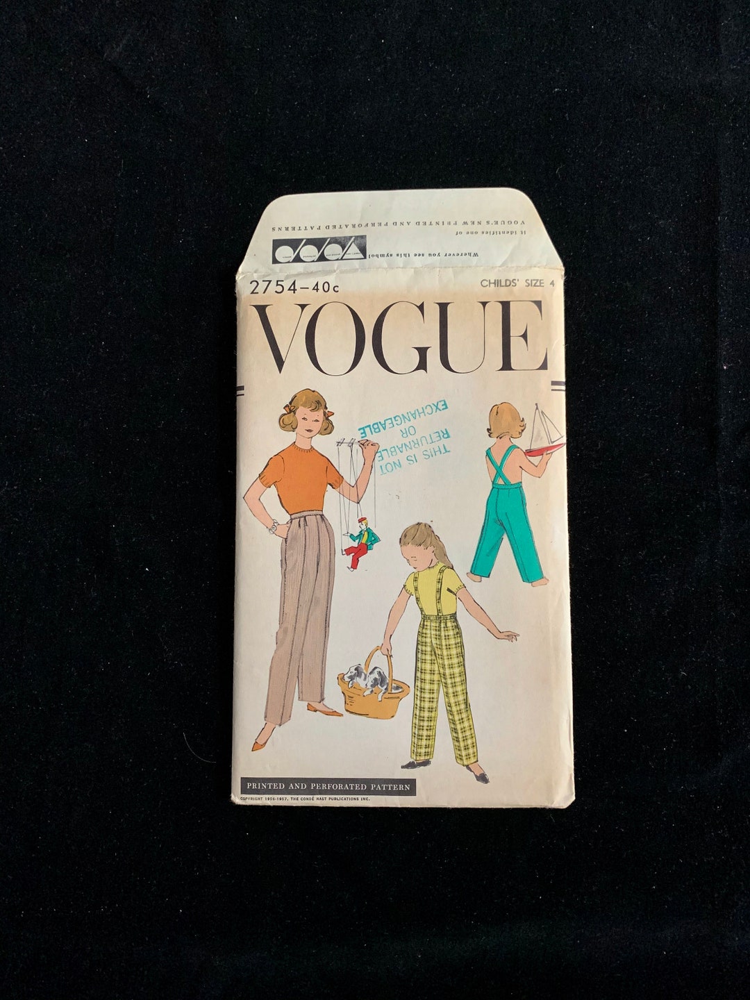 1950's Vogue - Girl's Slacks With Optional Suspenders Sewing Pattern ...