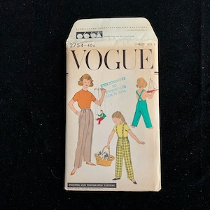 1950's Vogue - Girl's Slacks With Optional Suspenders Sewing Pattern ...