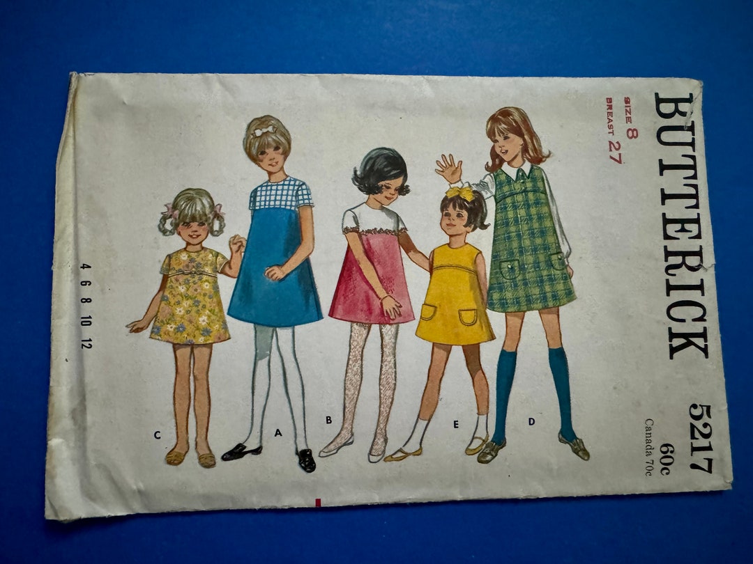 Butterick 5217 Girls One-piece Dress or Jumper Sewing Pattern - Size 8 ...