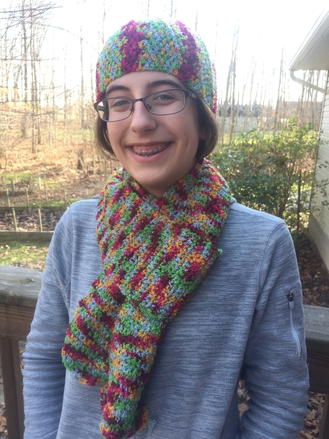 Colorful Hat and Scarf Set - Etsy