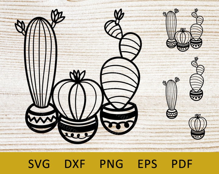 Cactus Svg Cacti Svg Clipart Cactus in Flower Pot Svg - Etsy