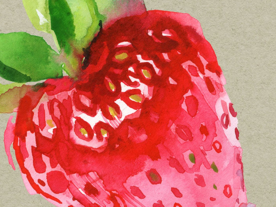 Strawberry Clipart, Watercolor Strawberry Illustration, Digital, Png ...