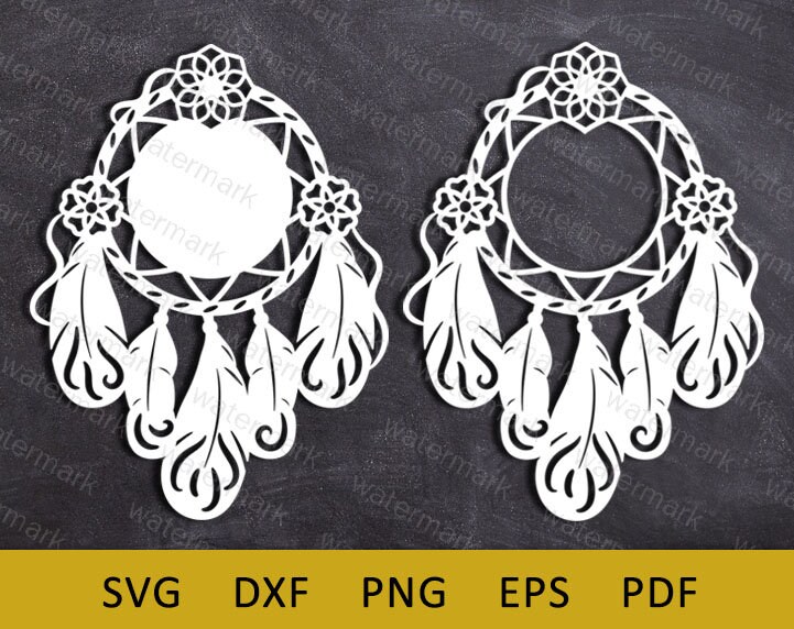Dream Catcher Svg Monogram Frame Svg Feathers Wedding Svg - Etsy