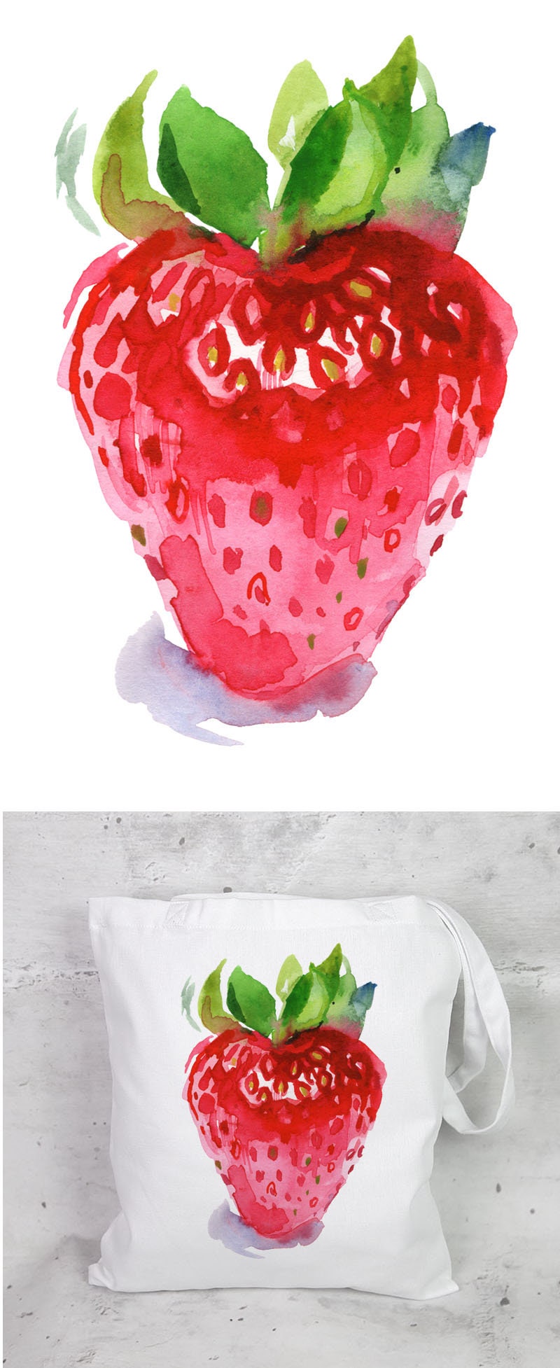 Strawberry Clipart, Watercolor Strawberry Illustration, Digital, Png ...