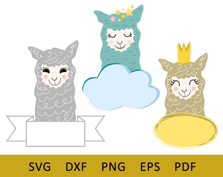 Llama Frame Svg, Alpaca Svg, Cute Llama Clipart, Cut File, Cricut ...