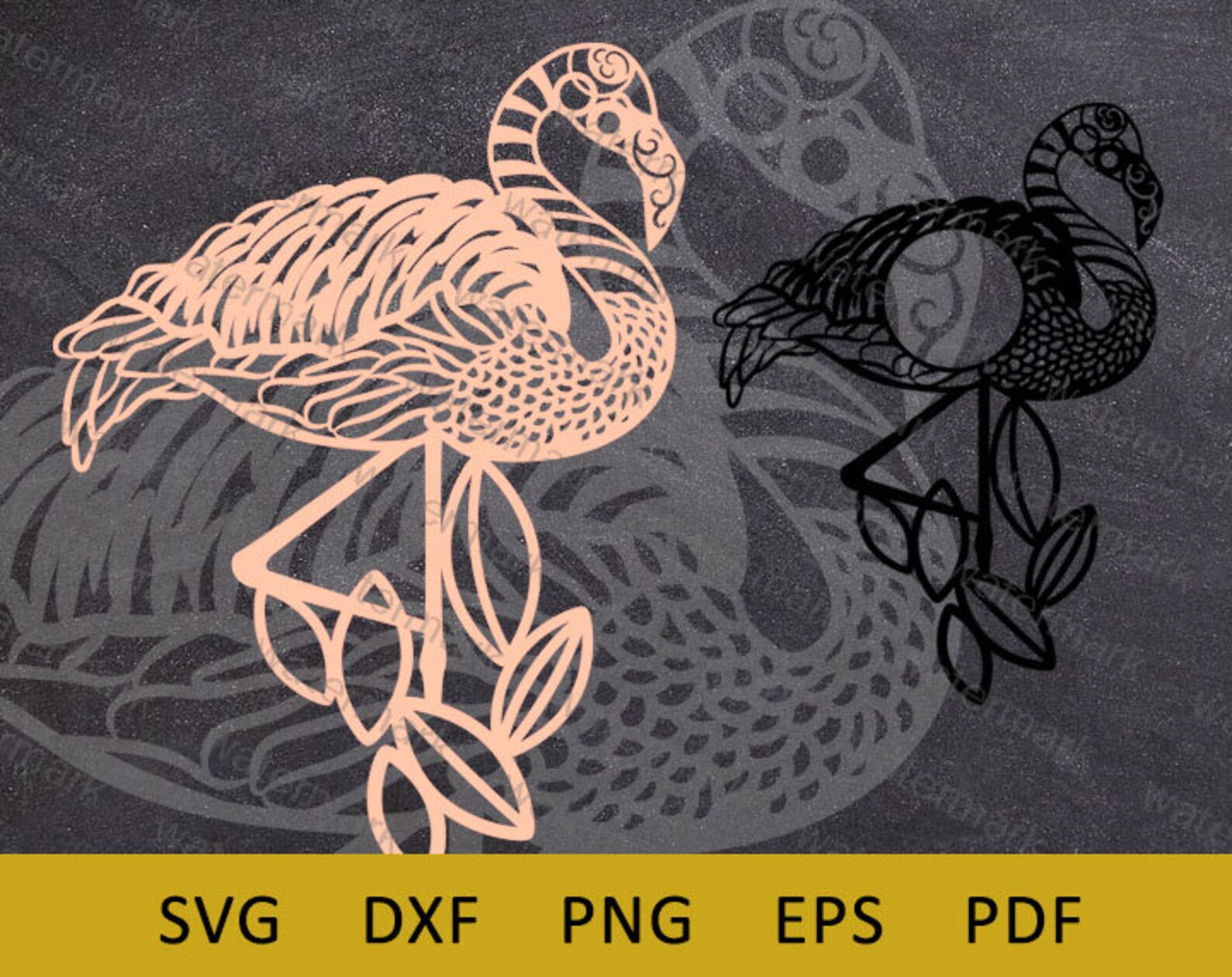 Flamingo svg flamingo svg monogram frame zentangle svg Cut | Etsy