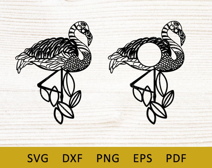 Flamingo svg flamingo svg monogram frame zentangle svg Cut | Etsy