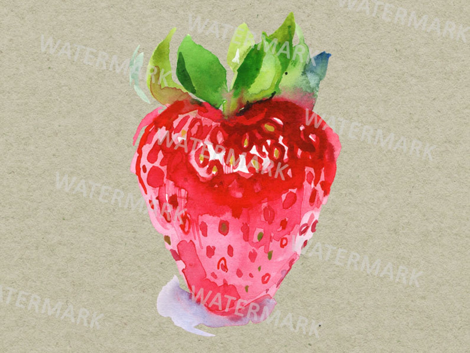 Strawberry Clipart, Watercolor Strawberry Illustration, Digital, Png ...